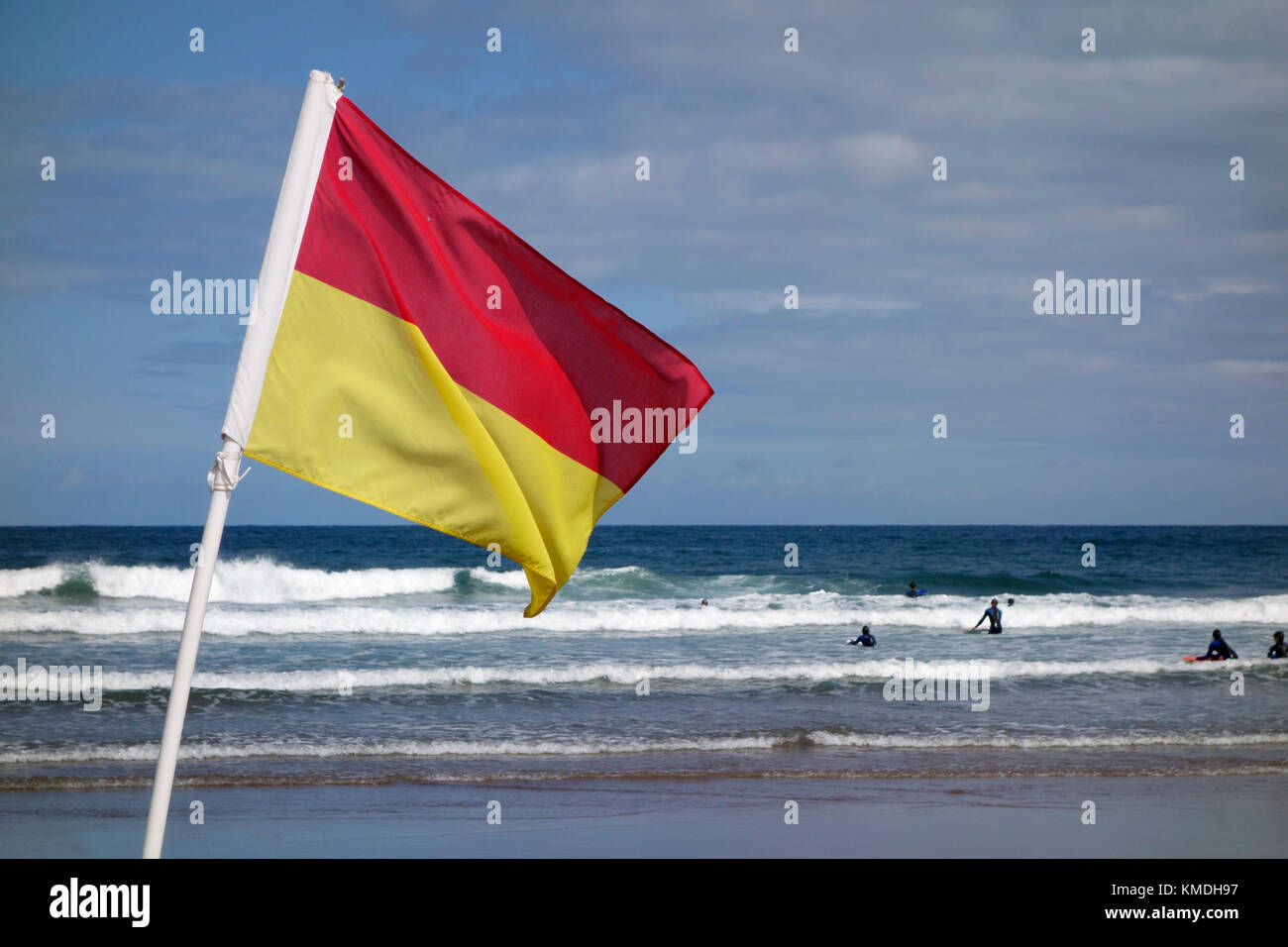 Bathing flag at Coldingham Bay Stock Photo - Alamy