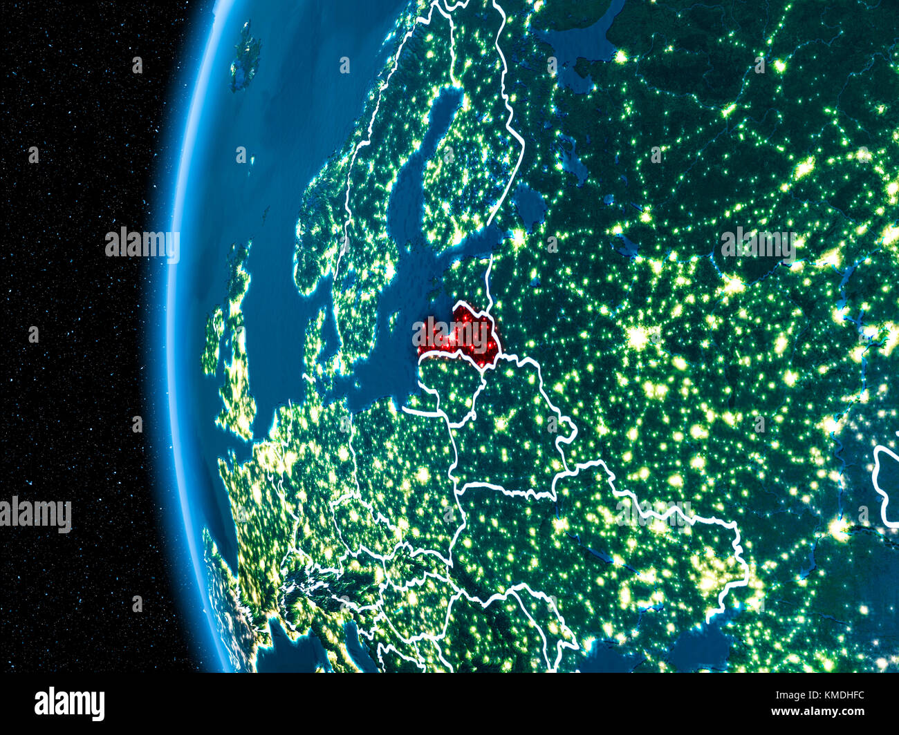 Map latvia highlighted in red hi-res stock photography and images - Alamy