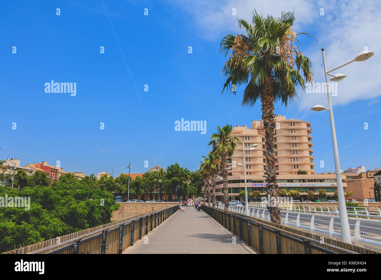 VALENCIA, SPAIN - June 16, 2017 : a bridge crossing the dry river of ...