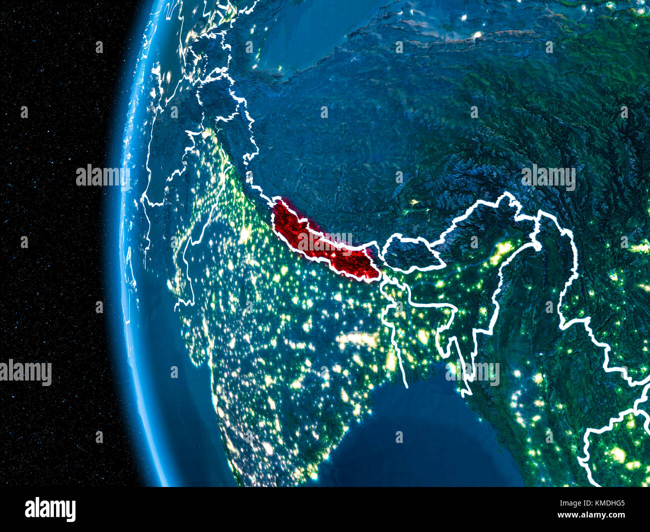 Nepal 3d earth in space hi-res stock photography and images - Alamy