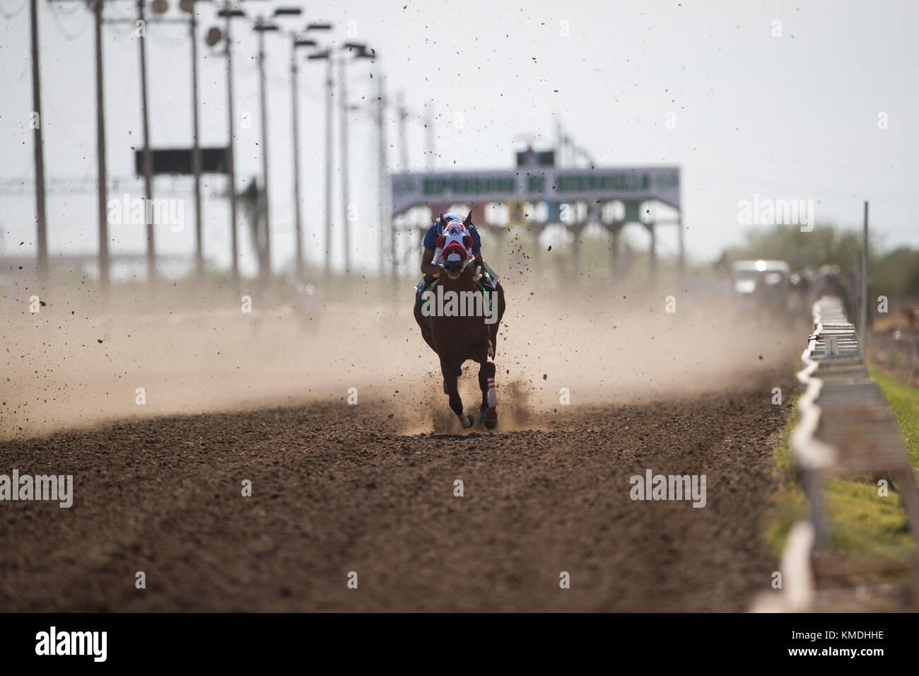 Horse racing at sunset at Hippodrome of Hermosillo, Sonora Mexico ...
