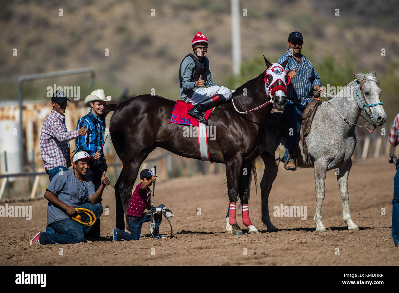 Horse racing at sunset at Hippodrome of Hermosillo, Sonora Mexico ...
