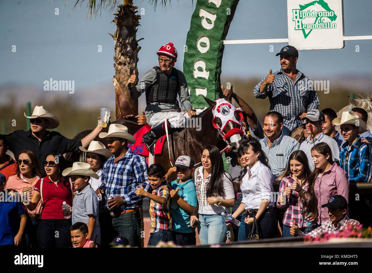 Horse racing at sunset at Hippodrome of Hermosillo, Sonora Mexico ...
