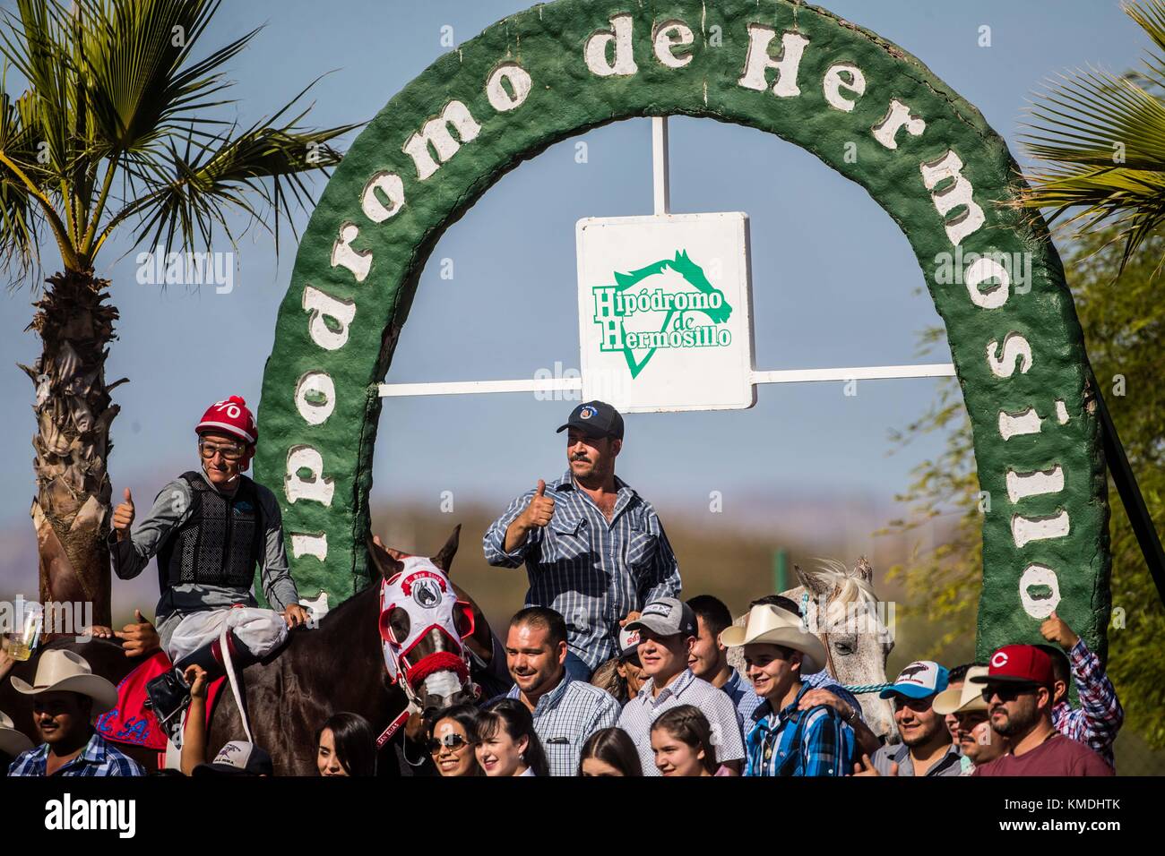 Horse racing at sunset at Hippodrome of Hermosillo, Sonora Mexico ...