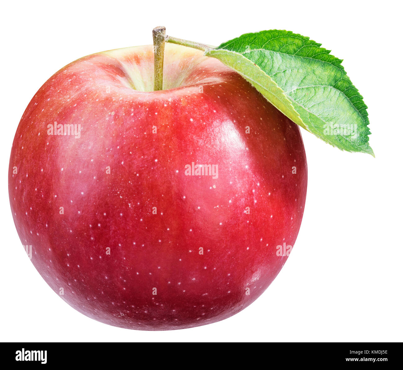 Ripe red apple with leaf. File contains clipping path Stock Photo - Alamy