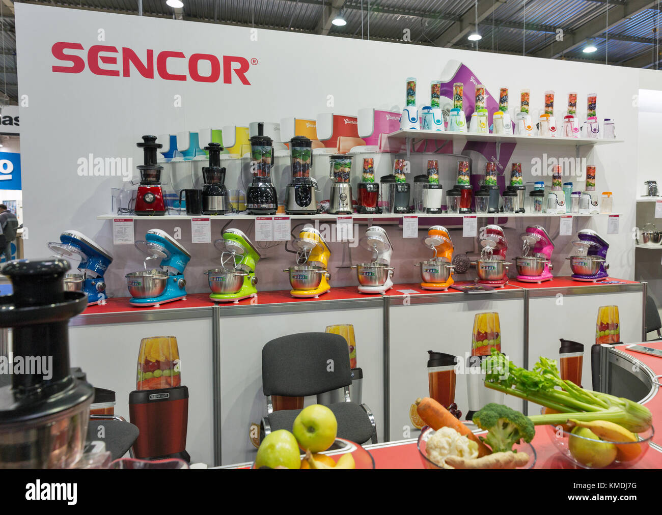KIEV, UKRAINE - OCTOBER 07, 2017: Sencor kitchen appliances booth ...