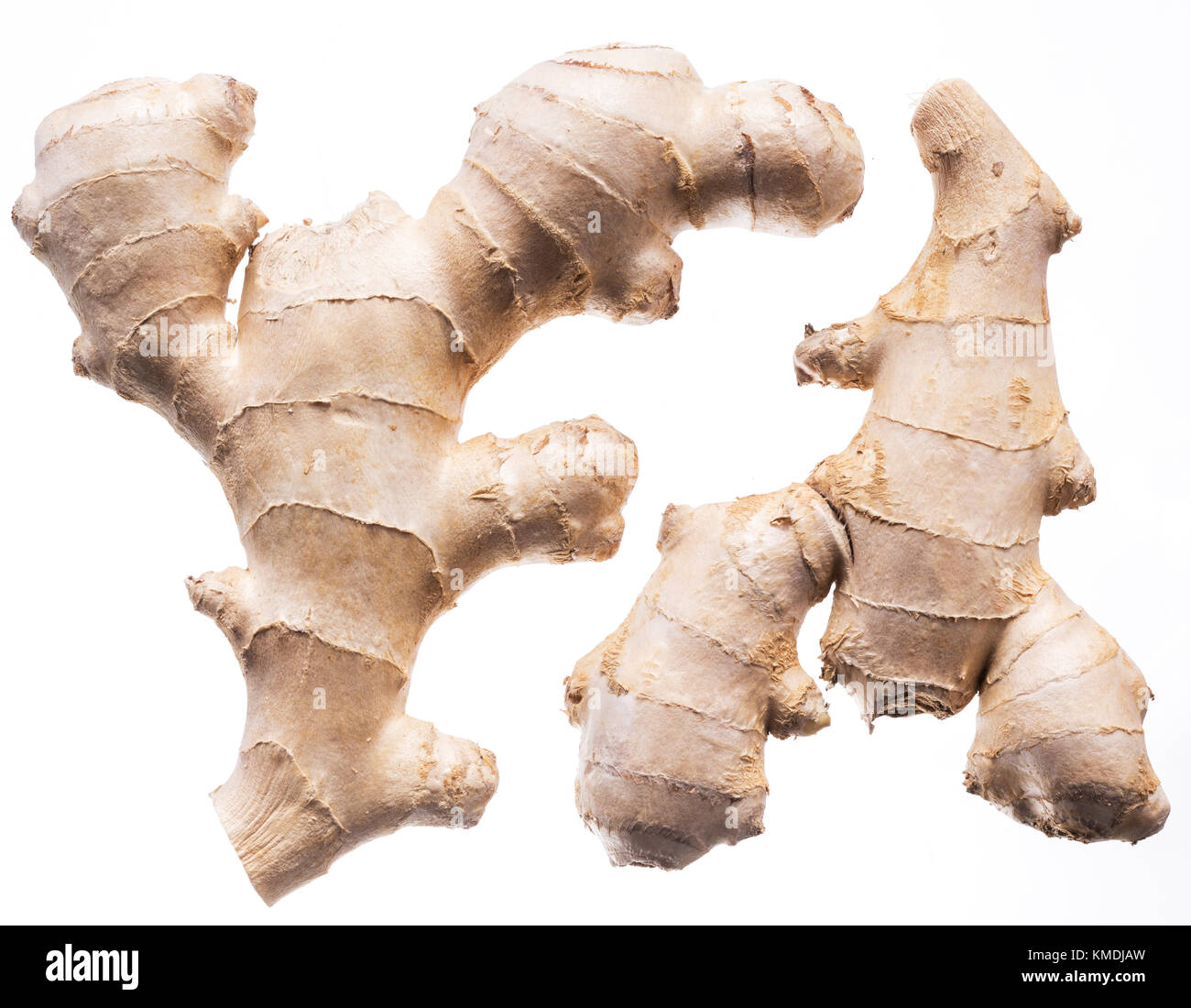 Fresh ginger rhizome or ginger root. Isolated on white background Stock ...