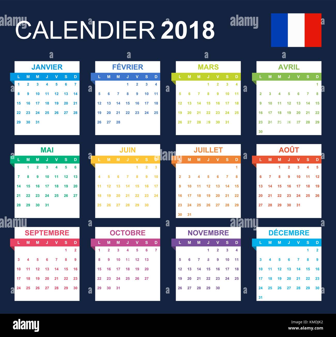 French calendar week Stock Vector Images - Alamy