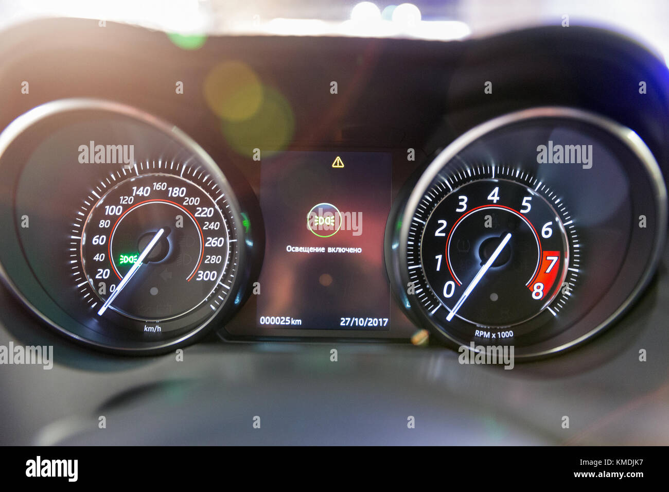 KIEV, UKRAINE - OCTOBER 27, 2017: Modern Jaguar F-TYPE car dashboard ...