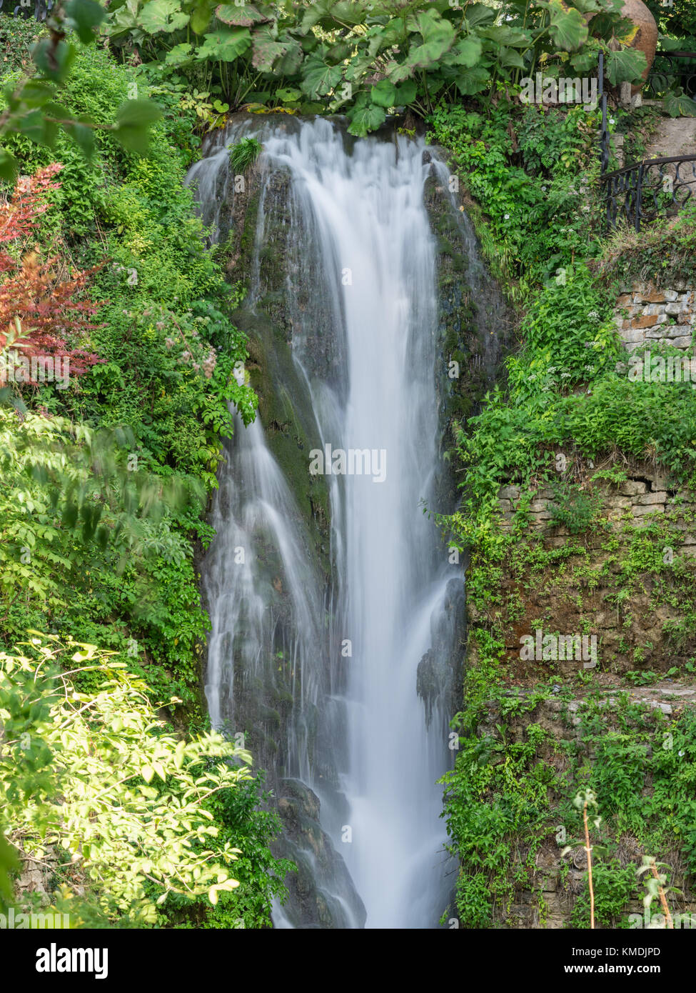 Waterfall in the hill. Nature background Stock Photo - Alamy