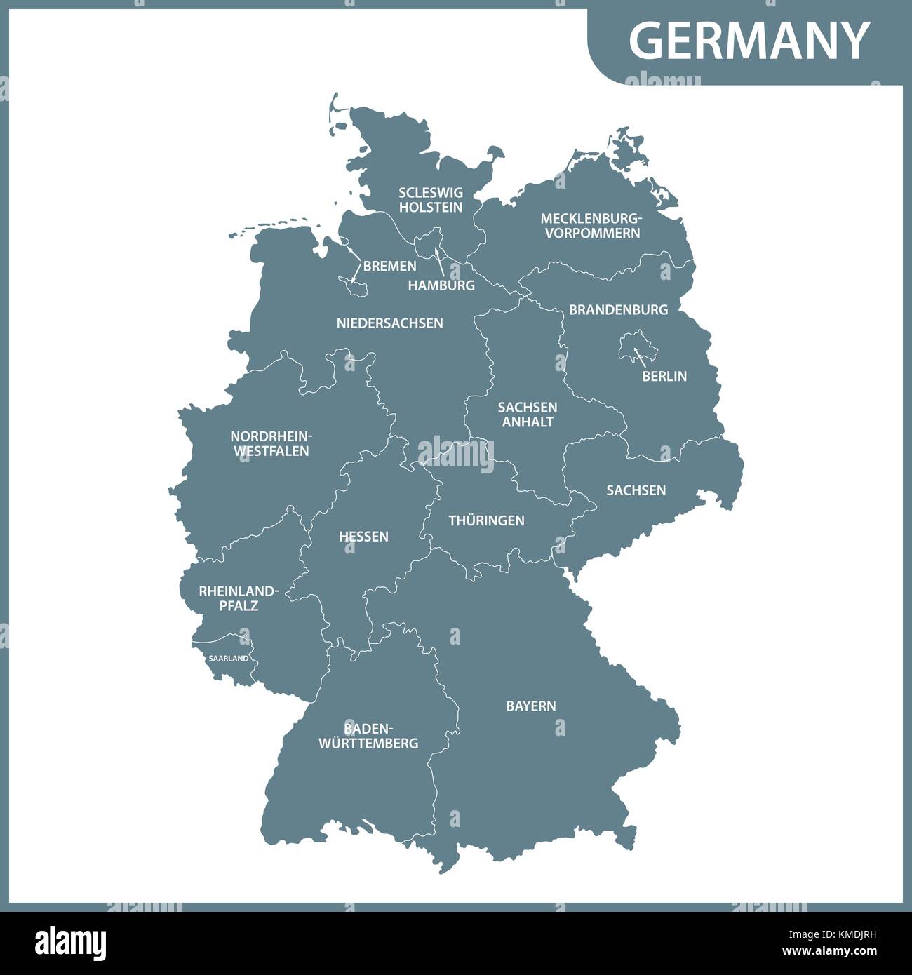 The detailed map of the Germany with regions Stock Vector Image & Art ...