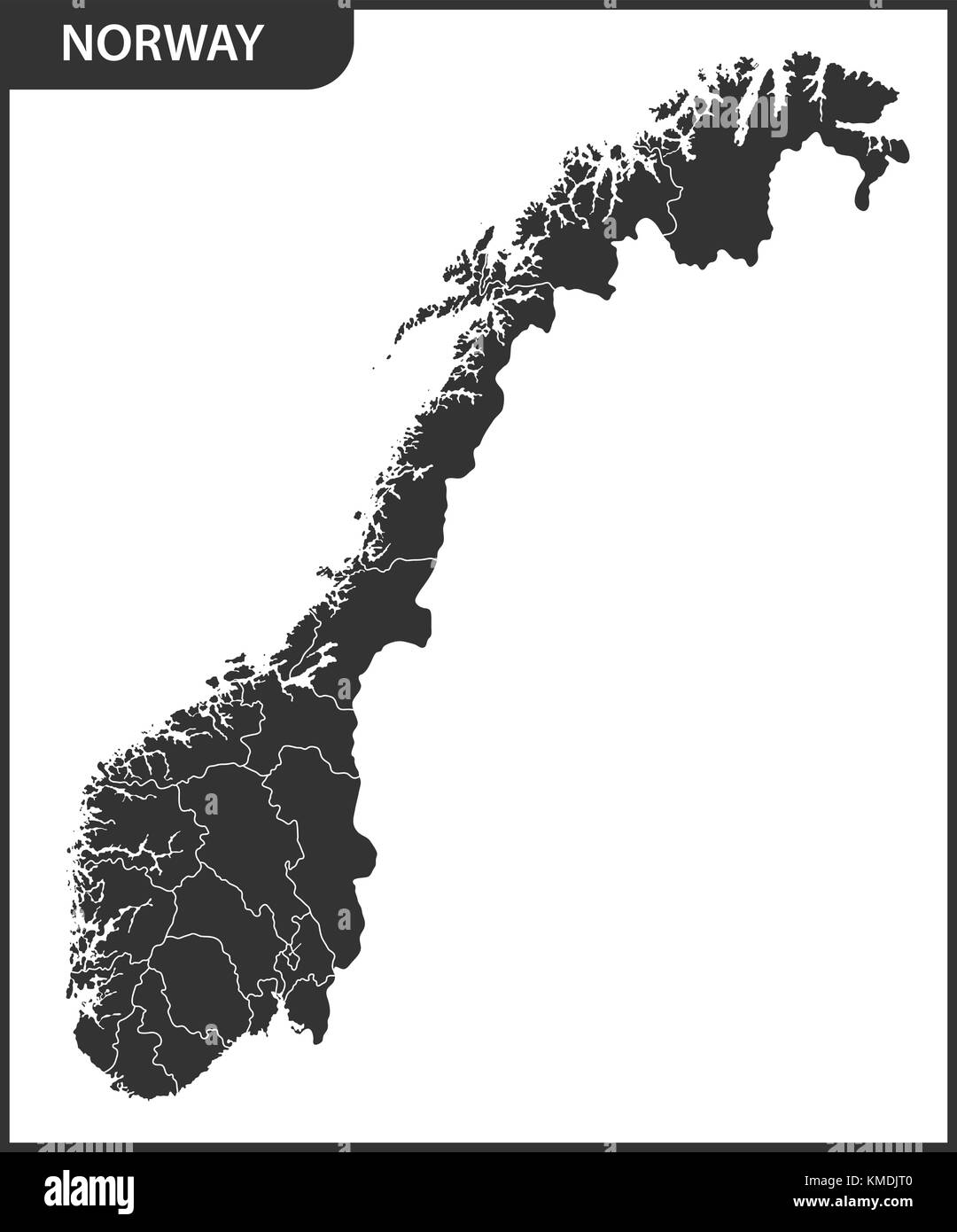 The detailed map of the Norway with regions Stock Vector Image & Art ...