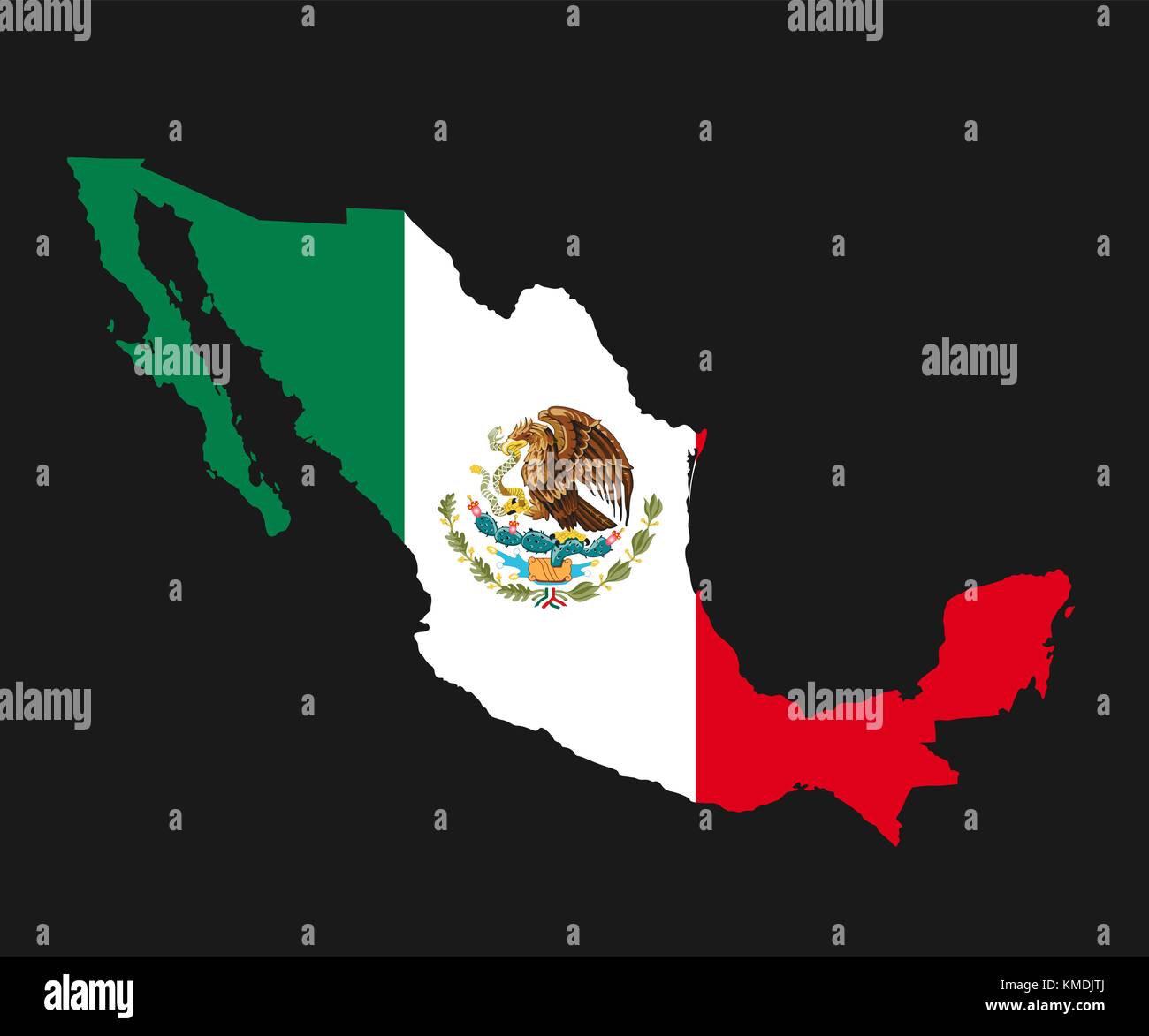The detailed map of the Mexico with National Flag Stock Vector Image ...