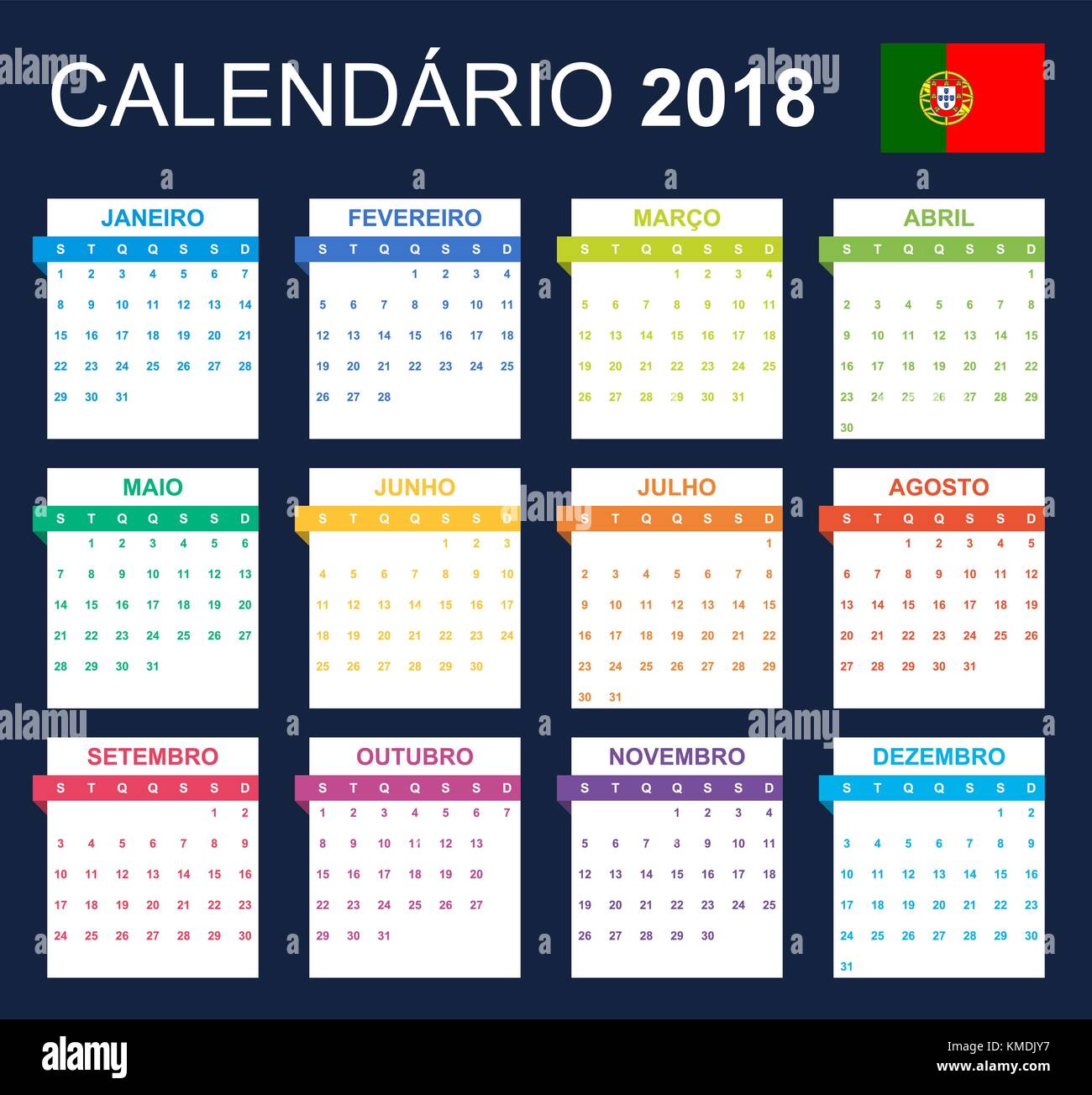 Portuguese Calendar Stock Vector Images - Alamy