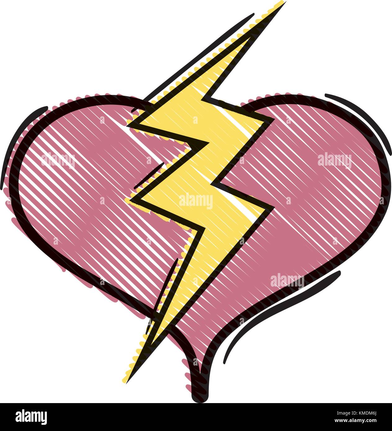 grated heart with thunder symbol lobe design Stock Vector Image & Art ...