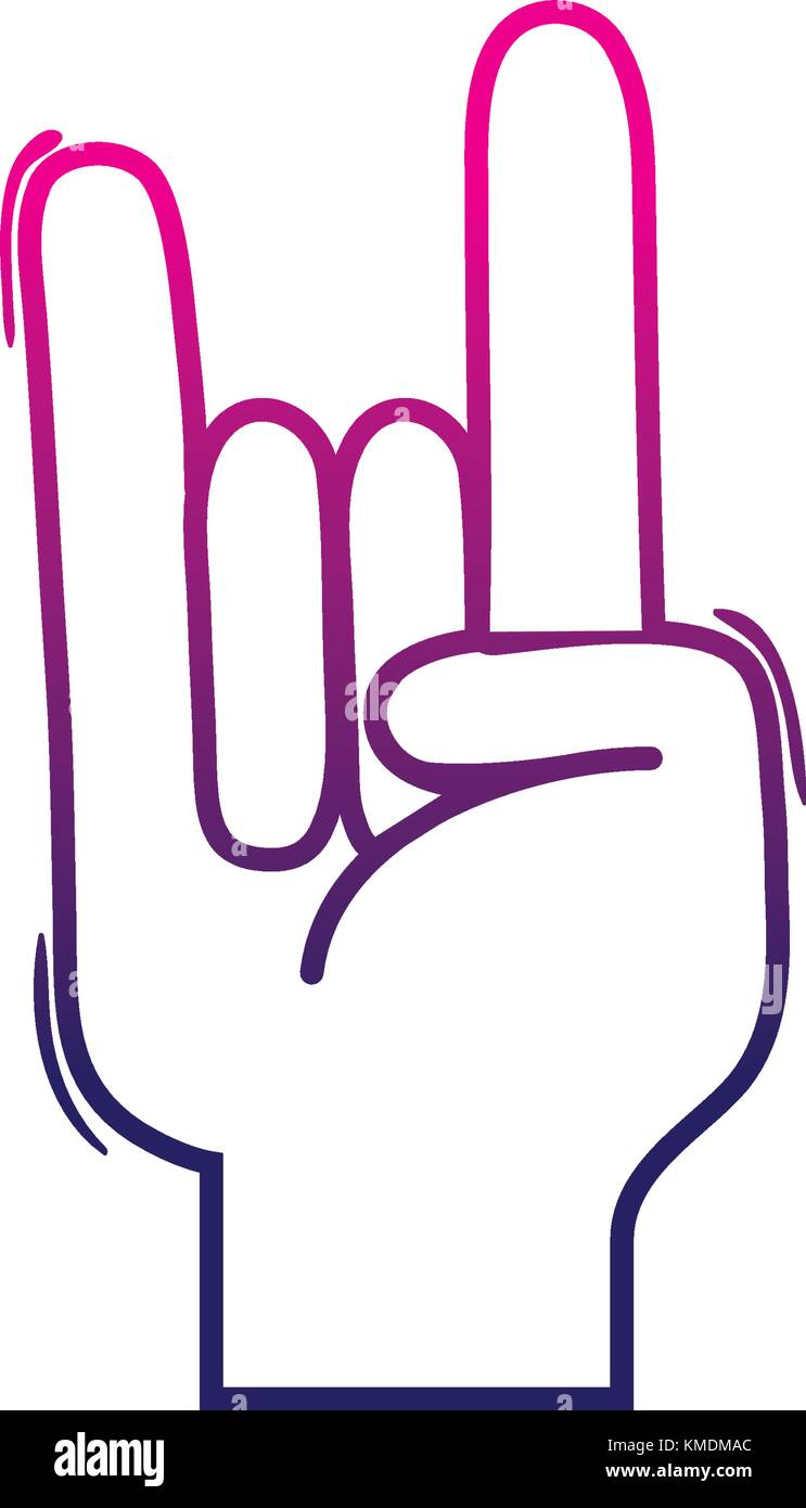 color line hand with rock gesture symbol communication Stock Vector ...