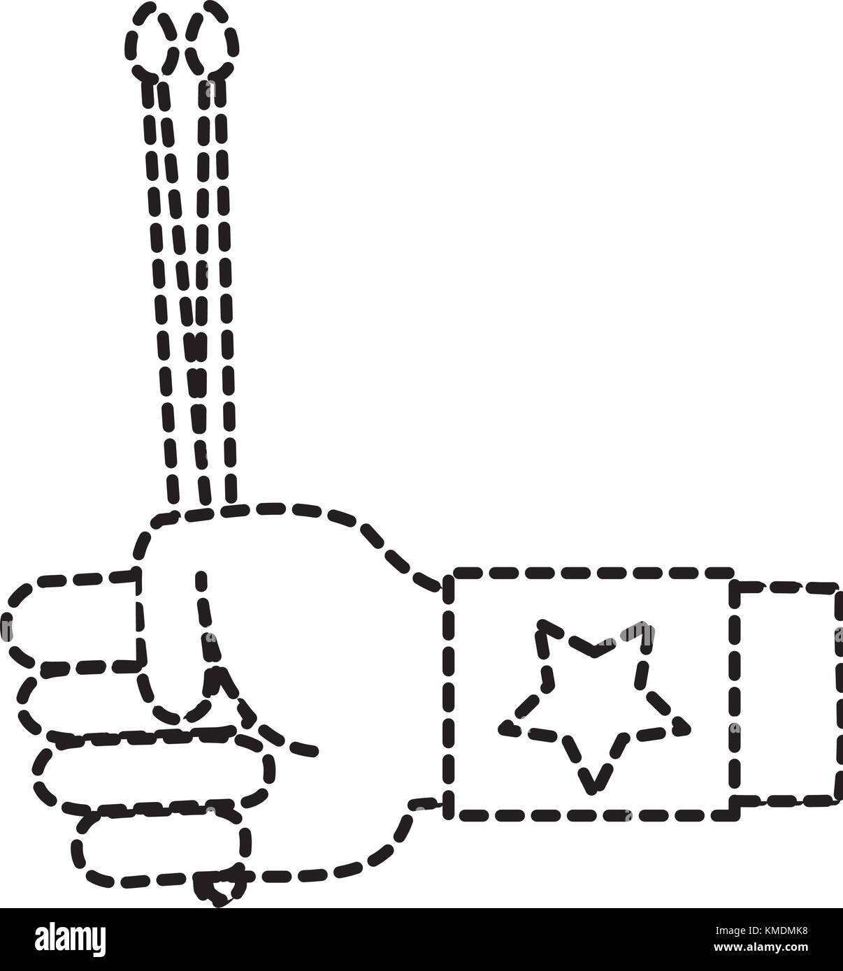 dotted shape rocker hand with bracelet and drumsticks object Stock ...