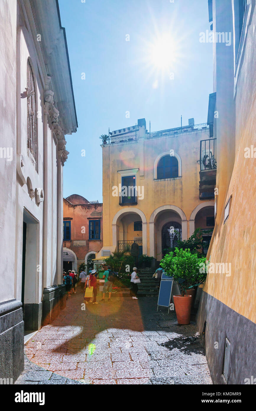Tourists in the city center of Capri Island, Italy Stock Photo - Alamy