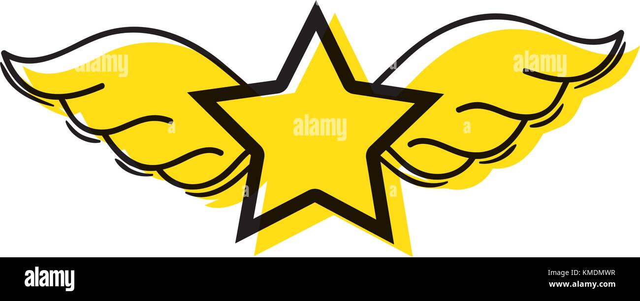 color star with wings rock symbol art Stock Vector Image & Art - Alamy