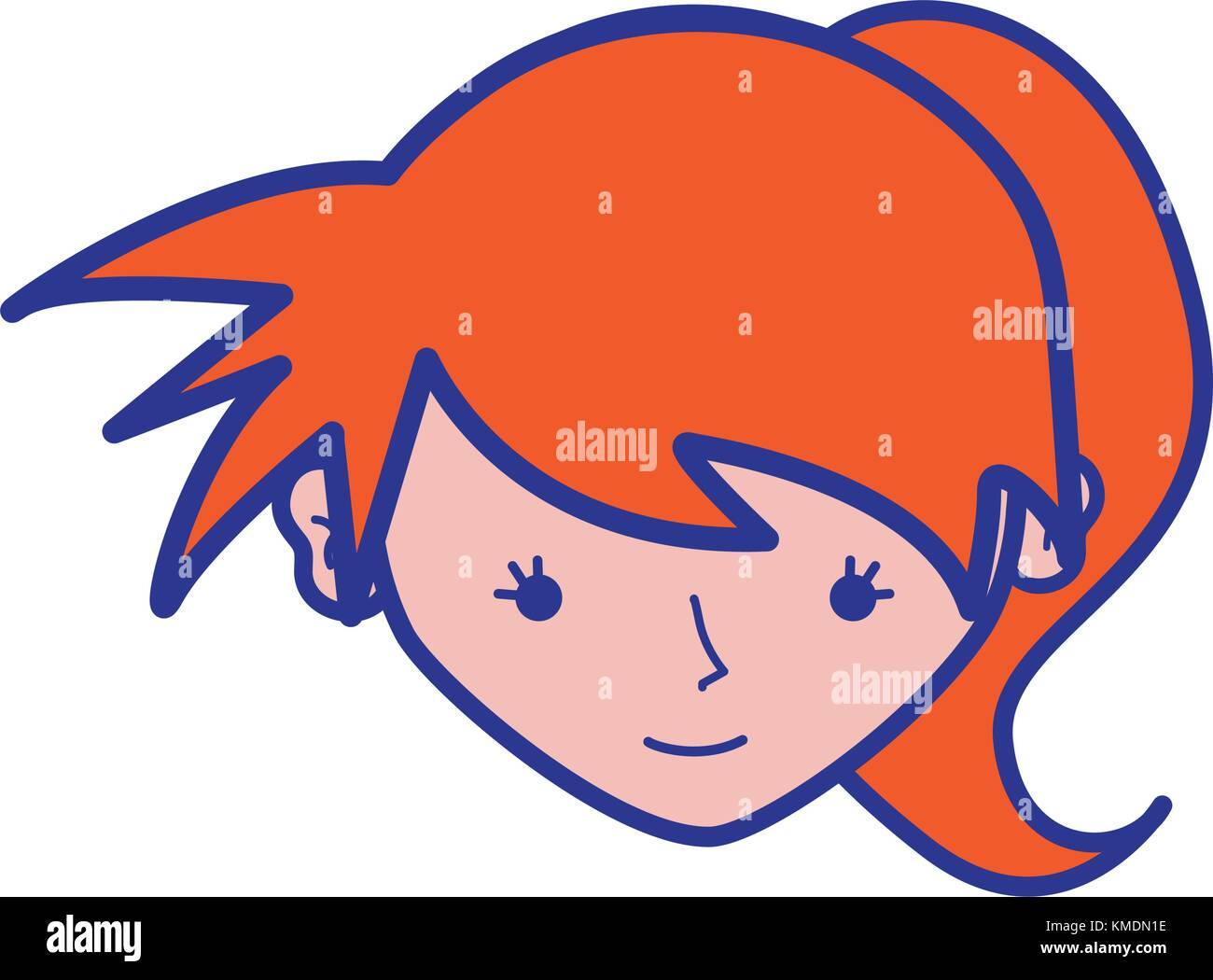 full color avatar girl head with tail hair Stock Vector Image & Art - Alamy