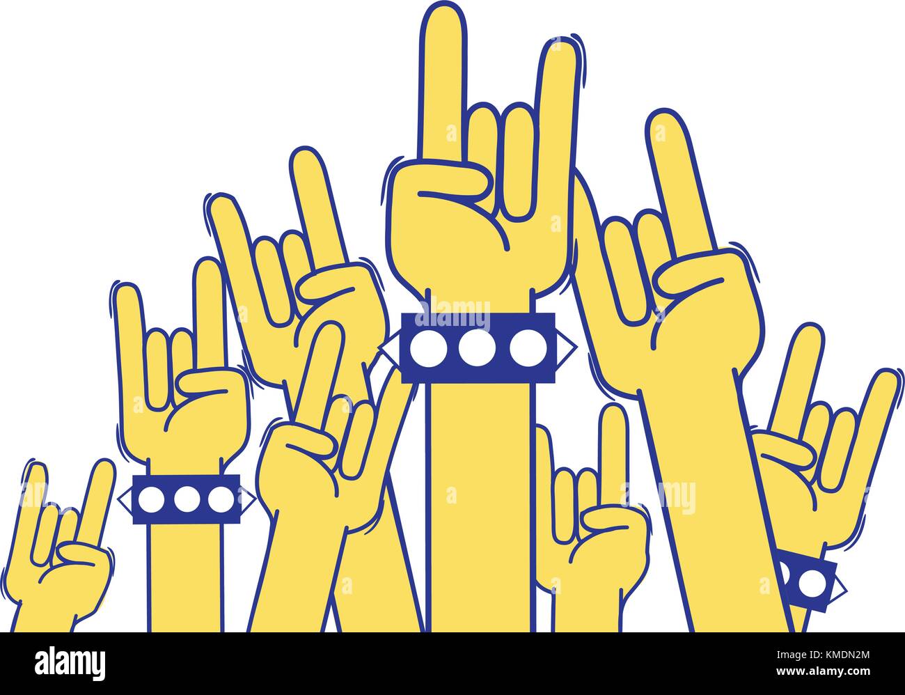 full color hands up with rock gesture symbol Stock Vector Image & Art ...