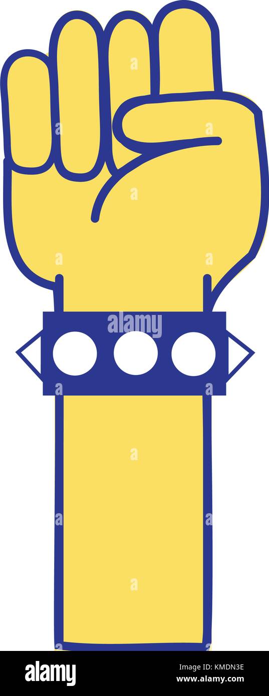 full color hand with bracelet and oppose gesture symbol Stock Vector ...