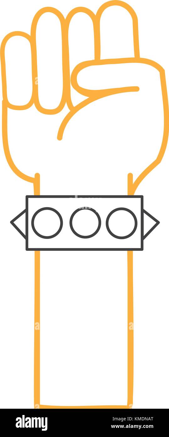 color line hand with bracelet and oppose gesture symbol Stock Vector ...