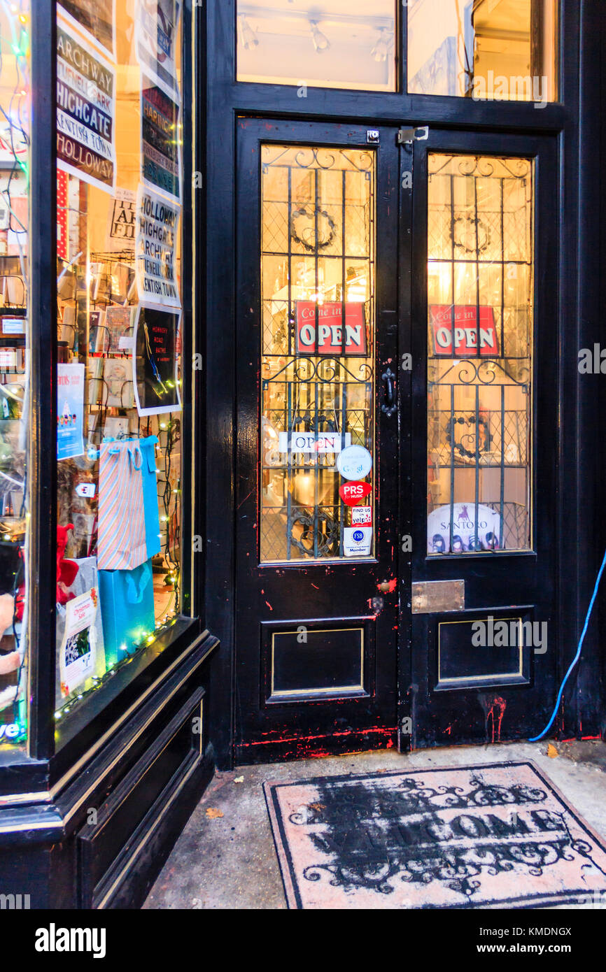 Doorway of one of the traditional shops on Archway Road at Highgate ...
