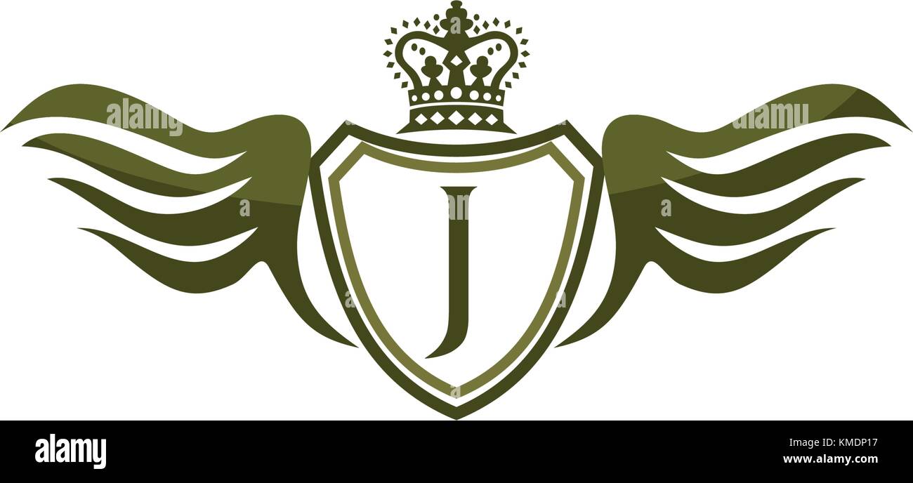 Wing Shield Crown Initial J Stock Vector Image & Art - Alamy