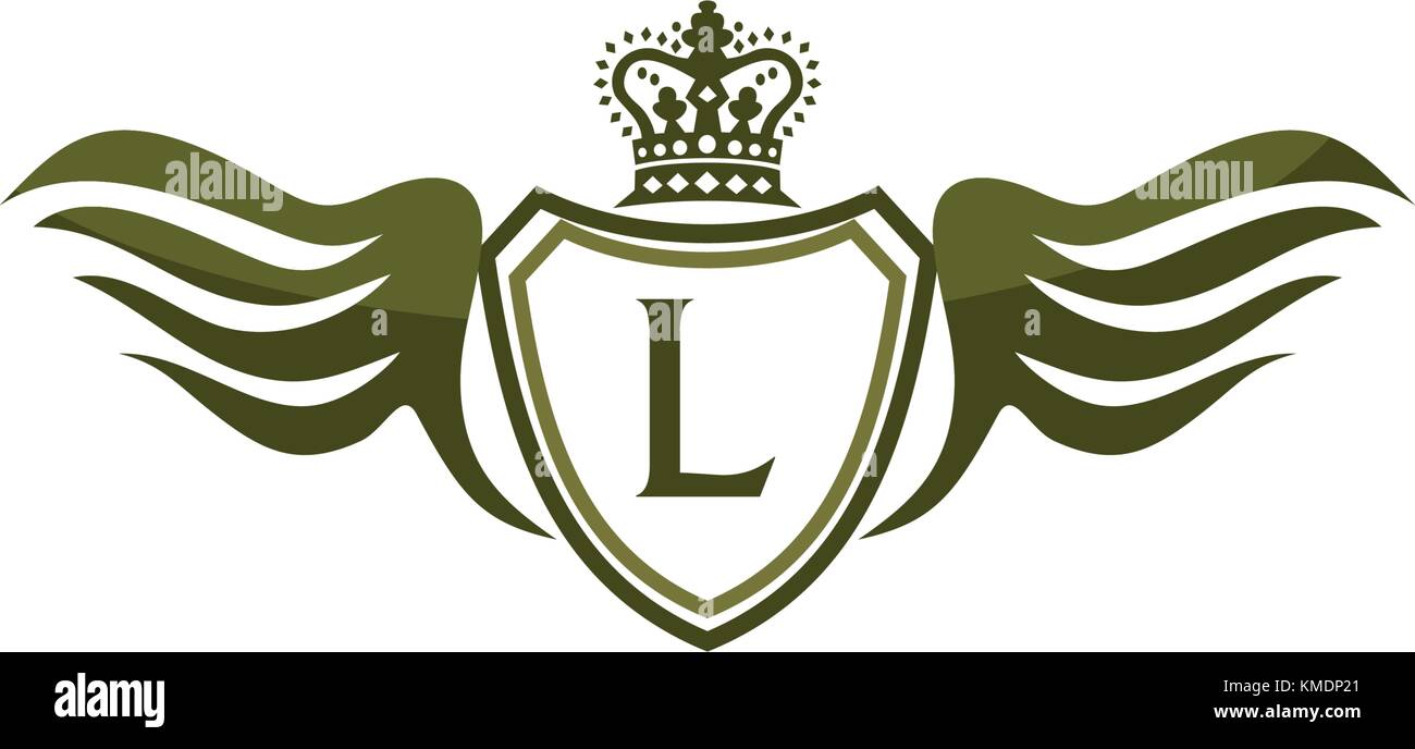 Wing Shield Crown Initial L Stock Vector Image & Art - Alamy