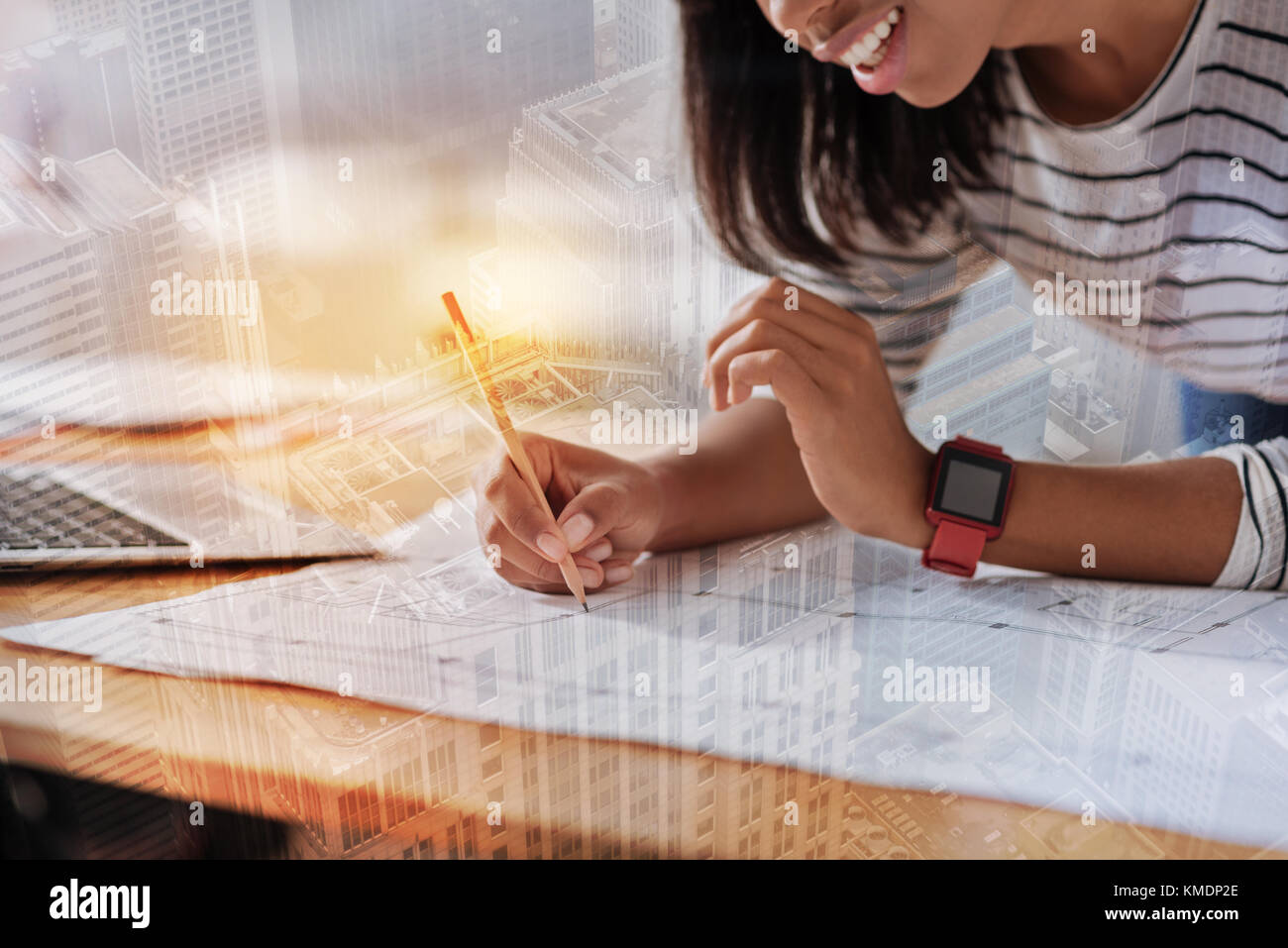 Close up of charming constructor that painting sketch Stock Photo - Alamy