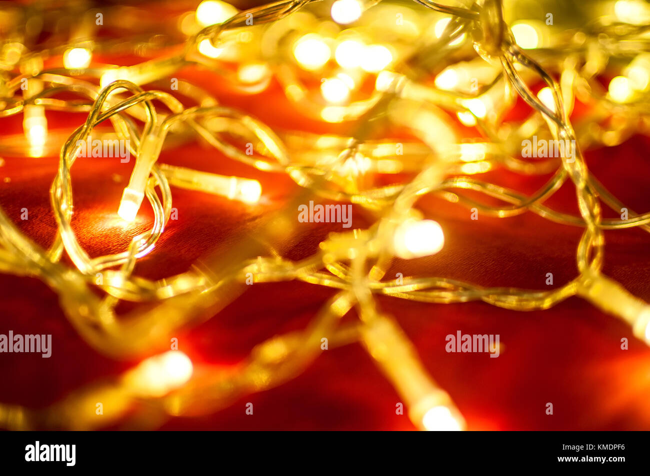 Strings of yellow Christmas lights Stock Photo - Alamy