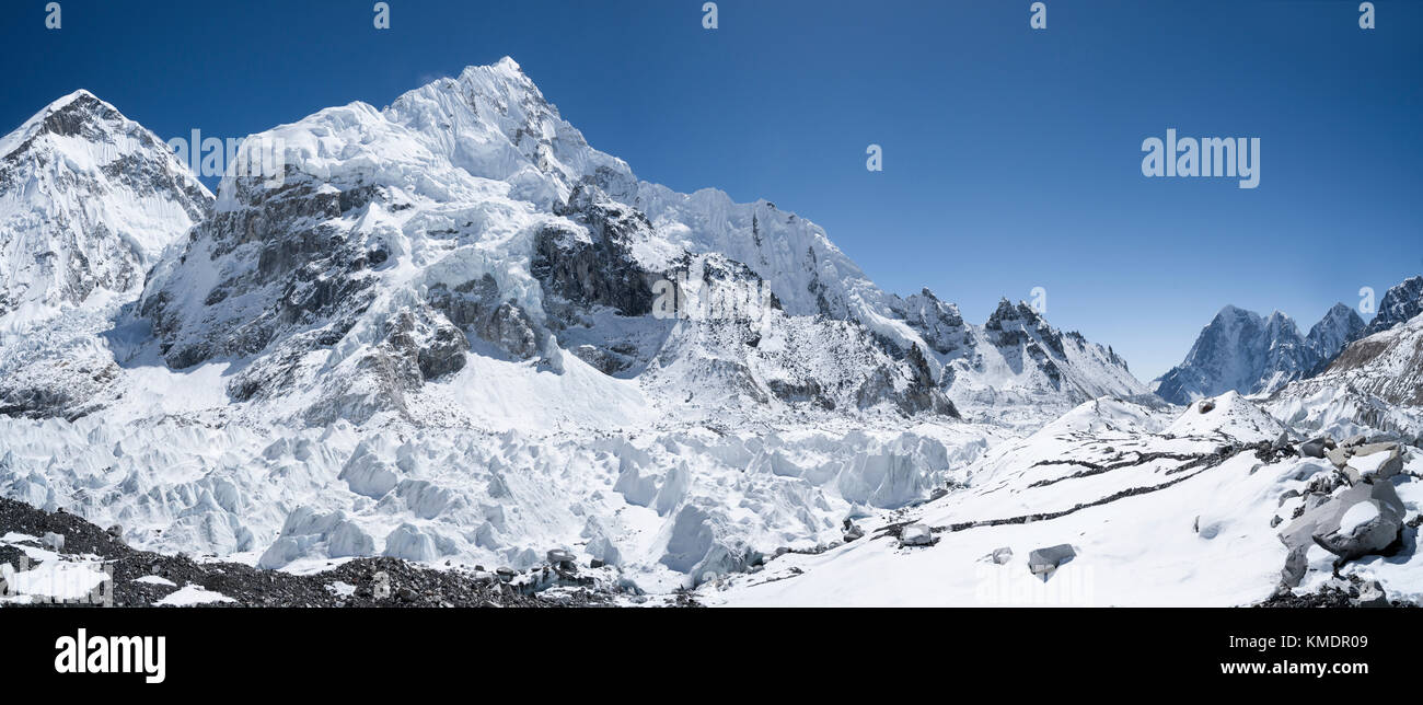 Everest base camp area and view on Nuptse and Khumbu Stock Photo - Alamy