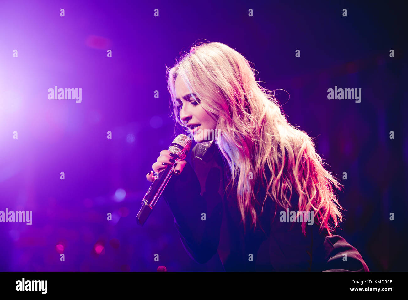 Singer Sabrina Carpenter performs at iHeartRadio Jingle Ball 2017 Stock ...