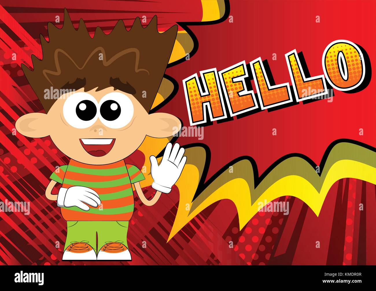 Hi boy hello waving hand Stock Vector Images - Alamy