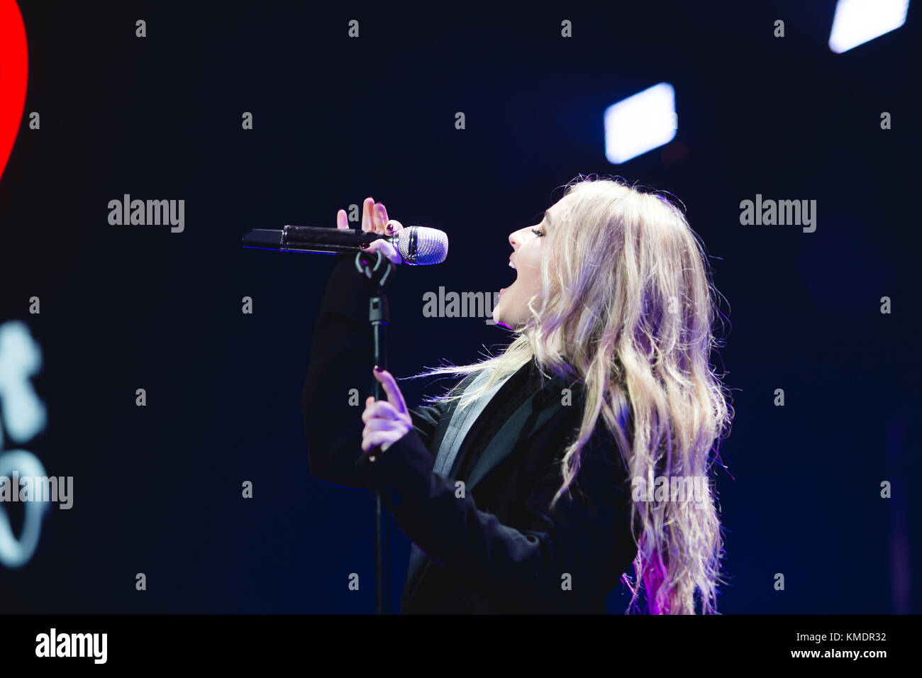 Singer Sabrina Carpenter performs at iHeartRadio Jingle Ball 2017 Stock ...