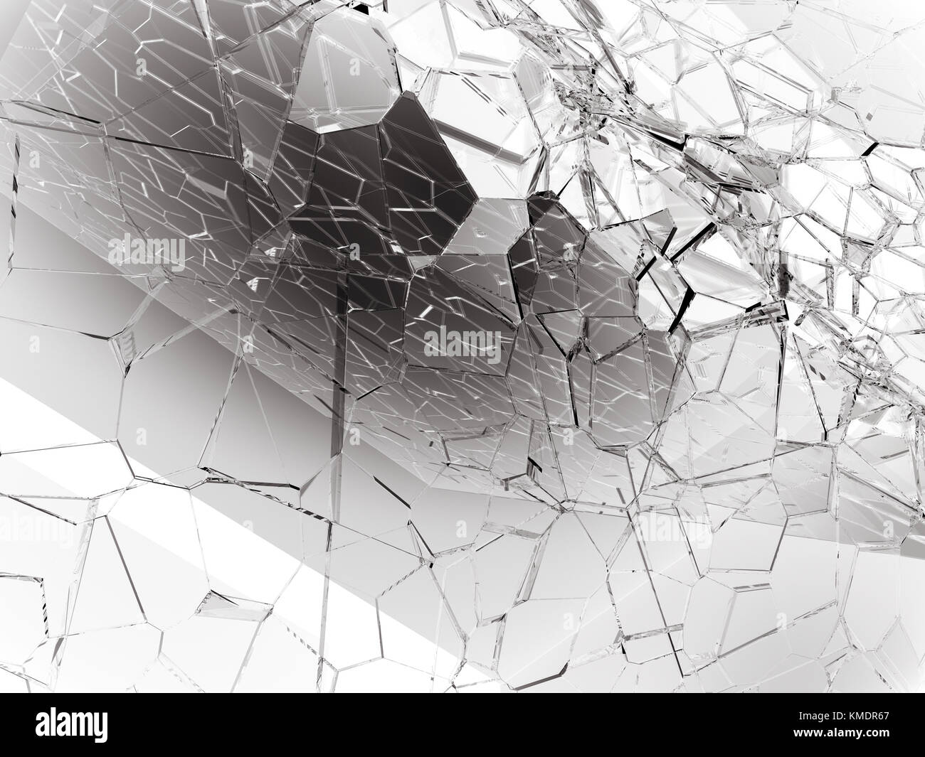 Pieces of Broken or Shattered glass on white. 3d rendering 3d ...