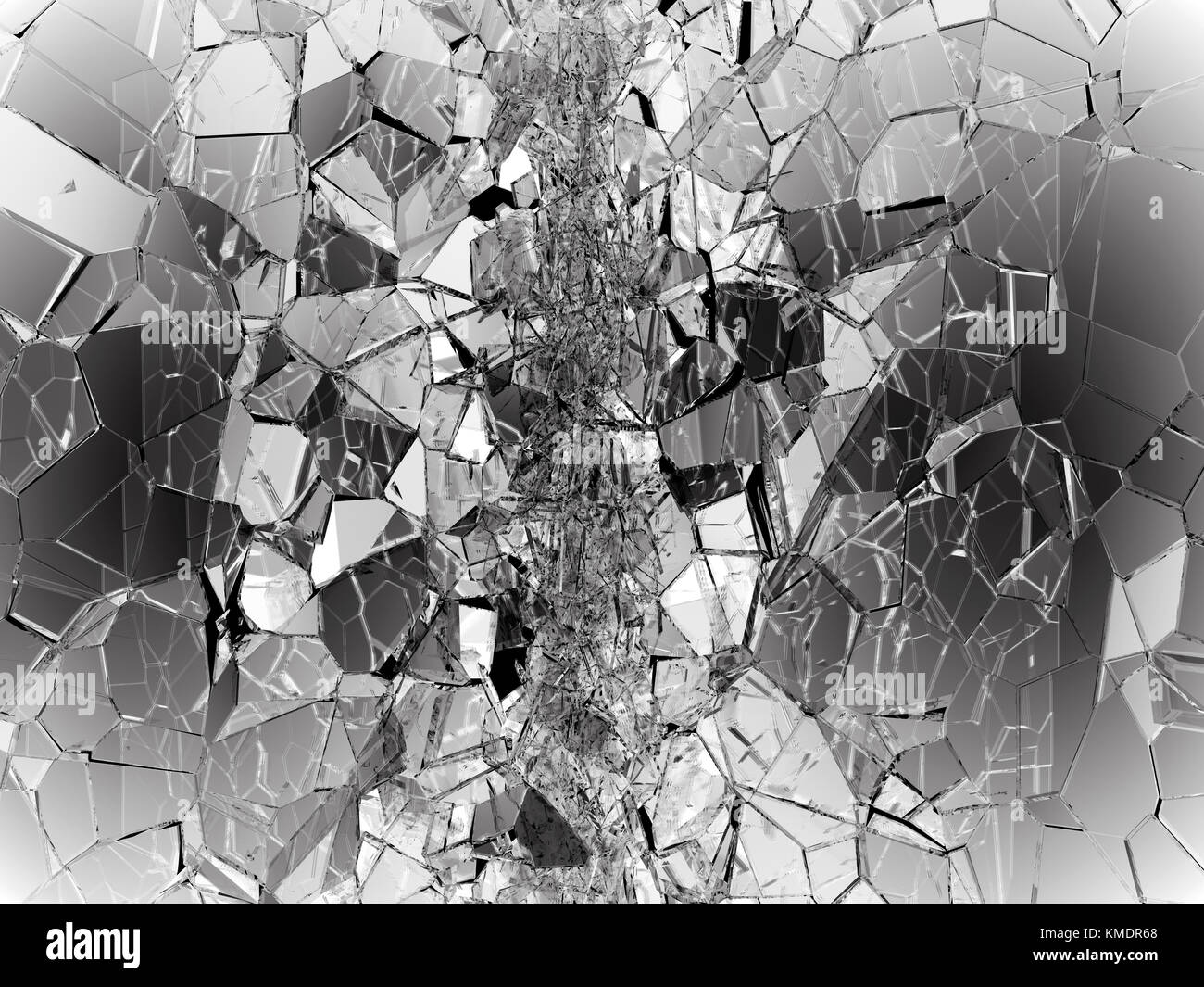 Pieces of Broken or Shattered glass on black. 3d rendering 3d ...