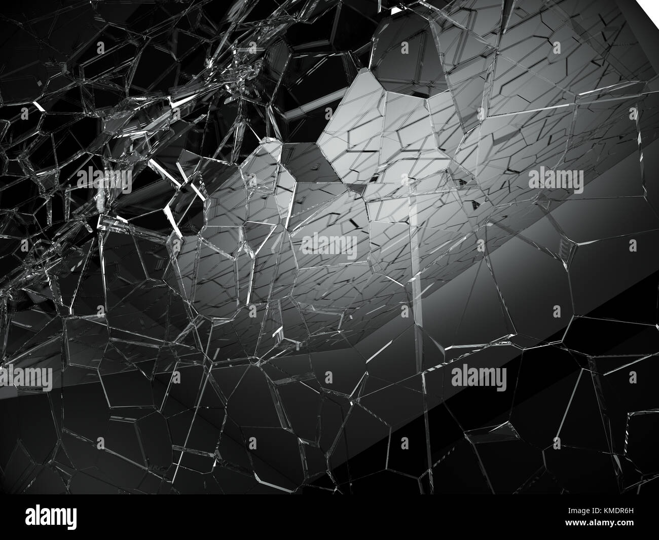 Pieces of Broken or Shattered glass on white. 3d rendering 3d ...