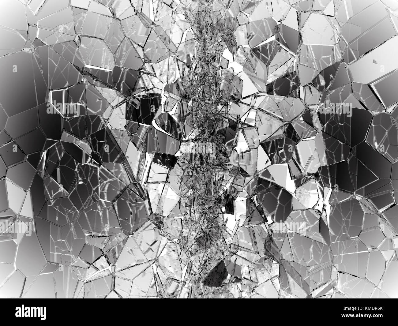 Pieces of Broken or Shattered glass on white. 3d rendering 3d ...
