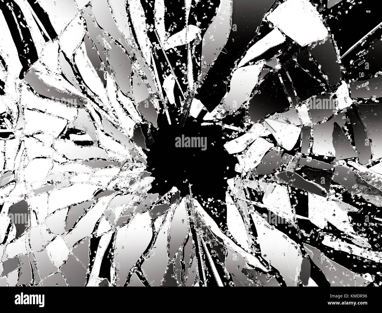 Shattered glass over black background. 3d illustration; 3d rendering ...