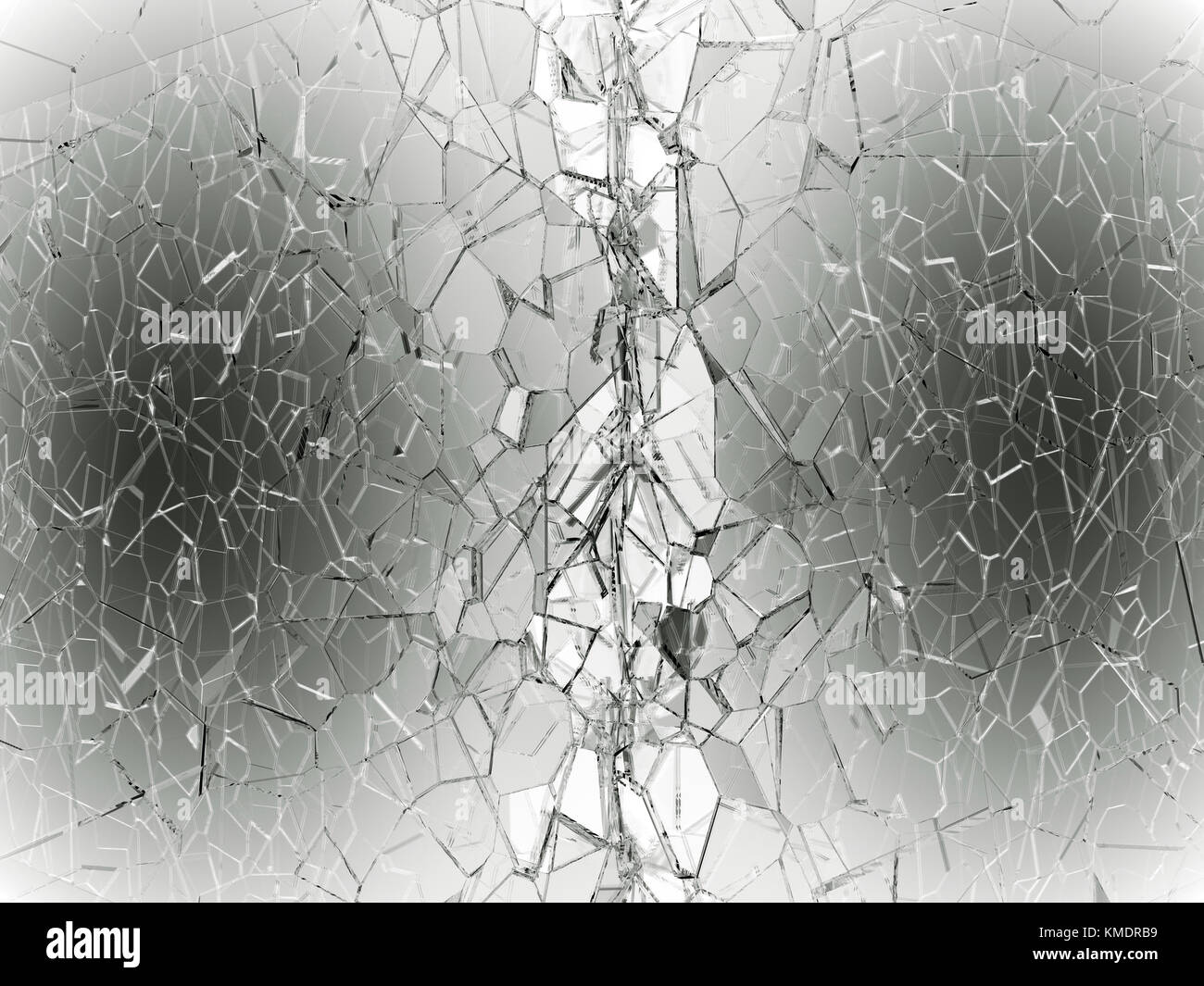 Shattered or demolished glass over white background. 3d rendering 3d ...
