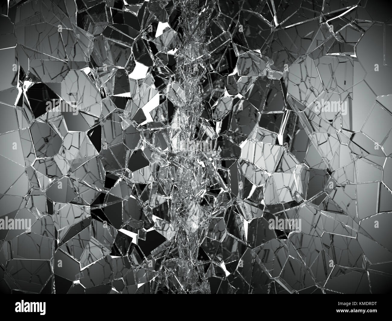 Pieces of Broken or Shattered glass on white. 3d rendering 3d ...