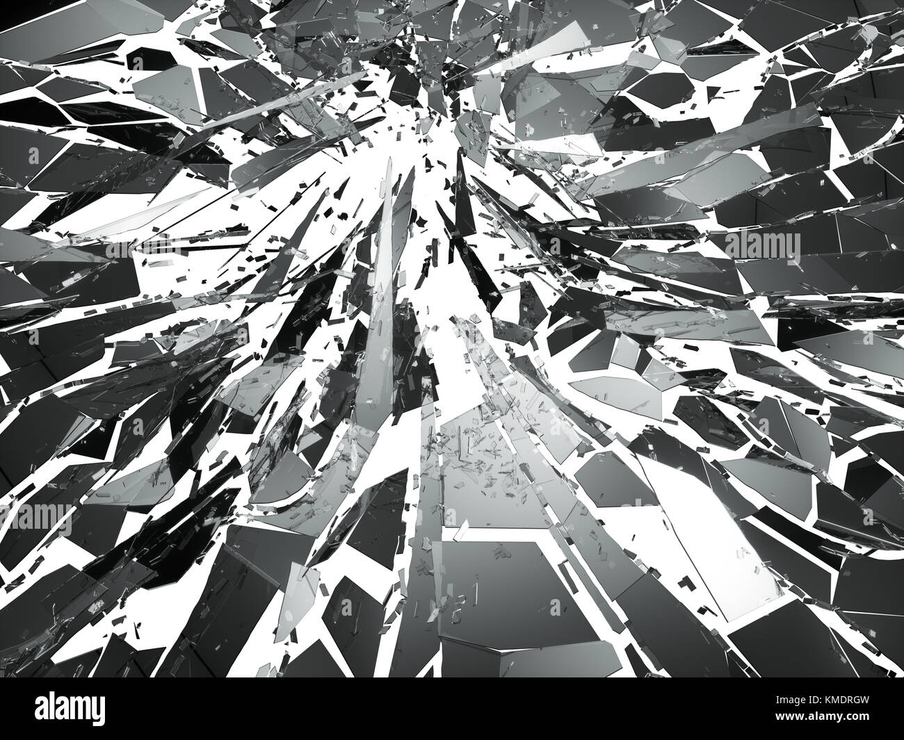 Shattered glass over white background. 3d rendering 3d illustration ...