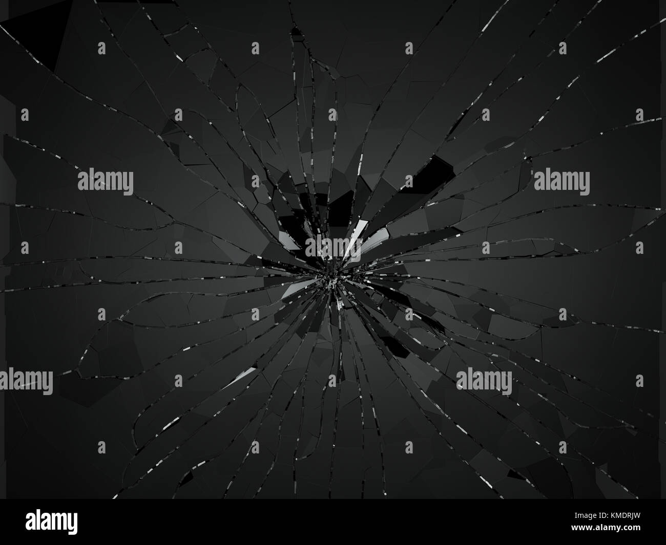 Bullet hole pieces of shattered or smashed glass. 3d rendering 3d ...