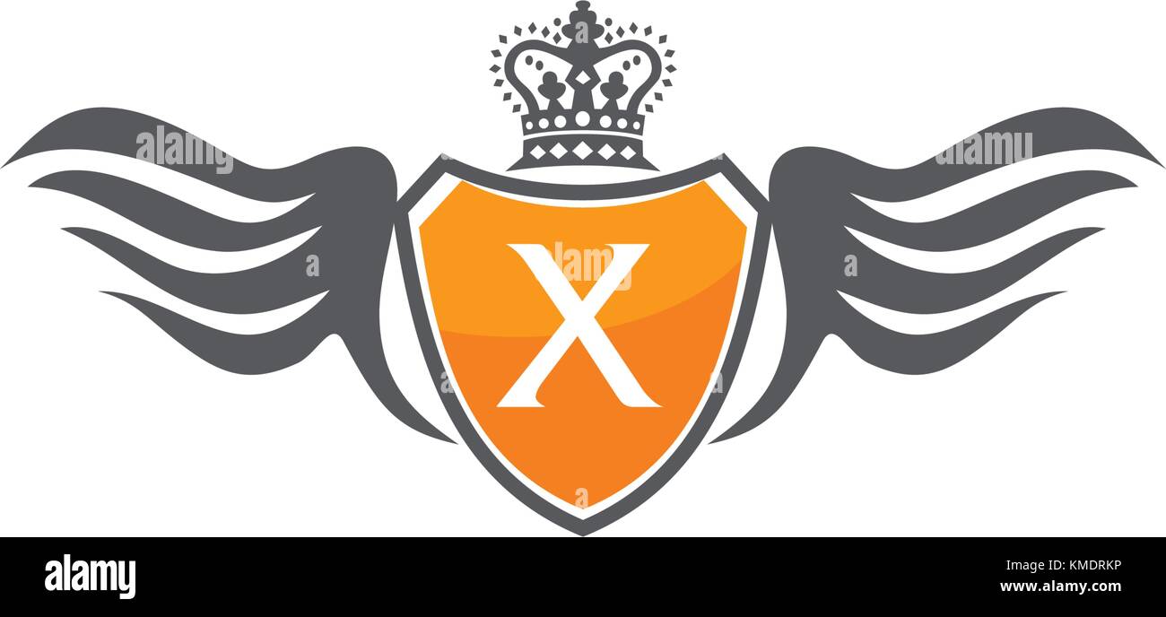 Wing Shield Crown Initial X Stock Vector Image & Art - Alamy