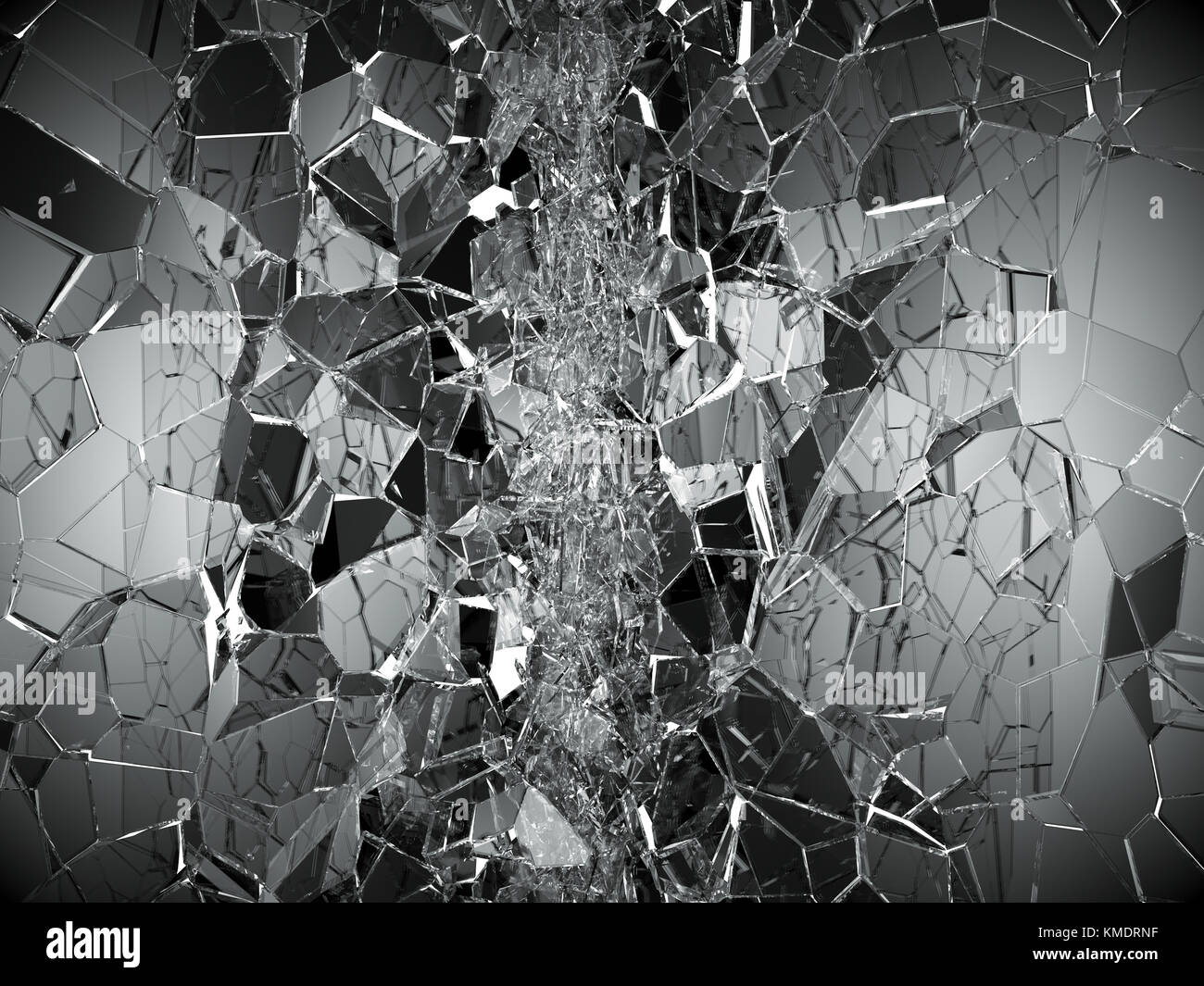 Pieces of Broken or Shattered glass on white. 3d rendering 3d ...