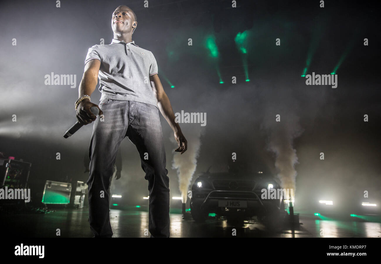 J Hus performing live on stage at his sold out show at the O2 Academy ...