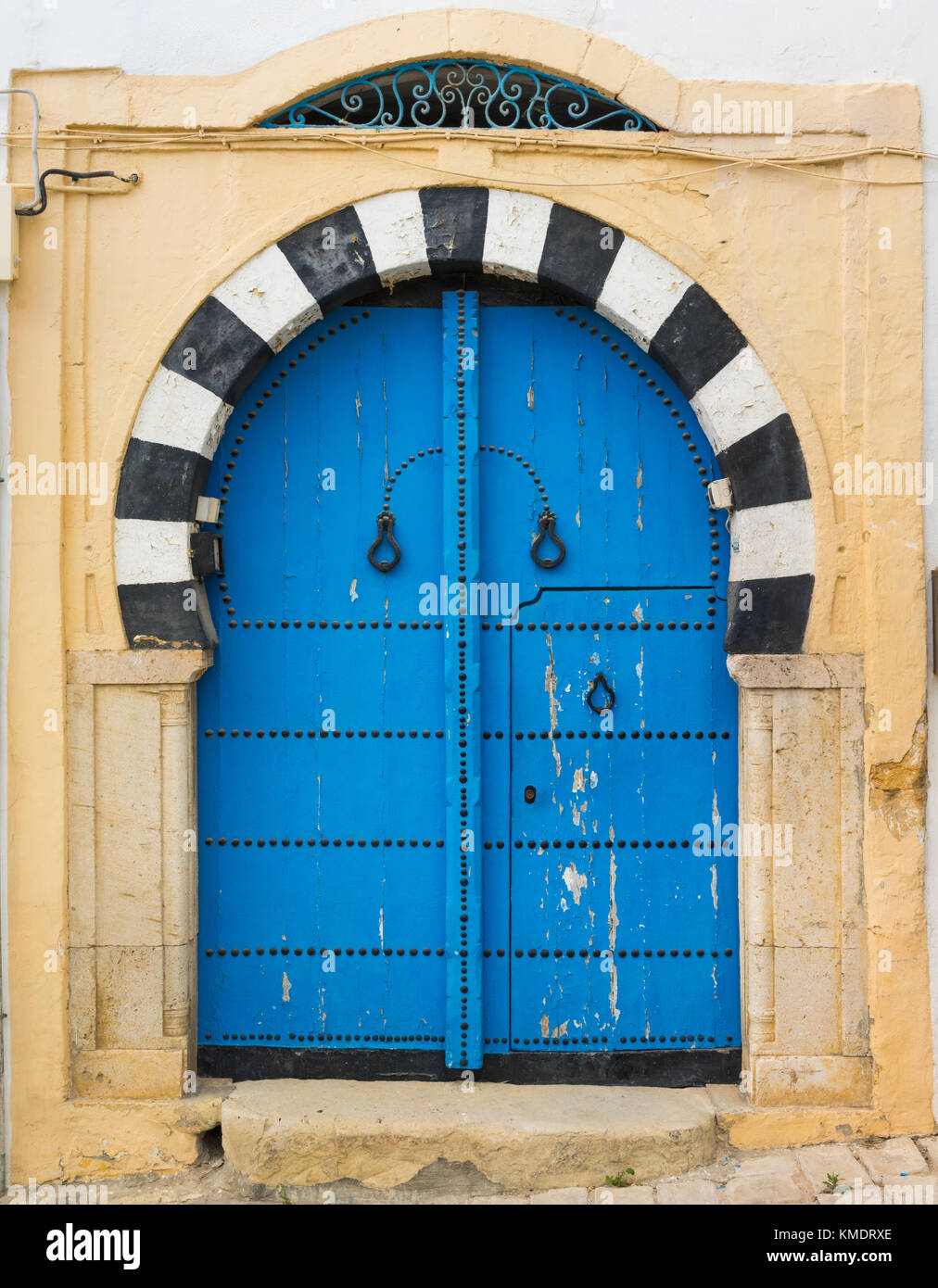 Traditional blue arched door from Sidi Bou Said in Tunisia Stock Photo ...
