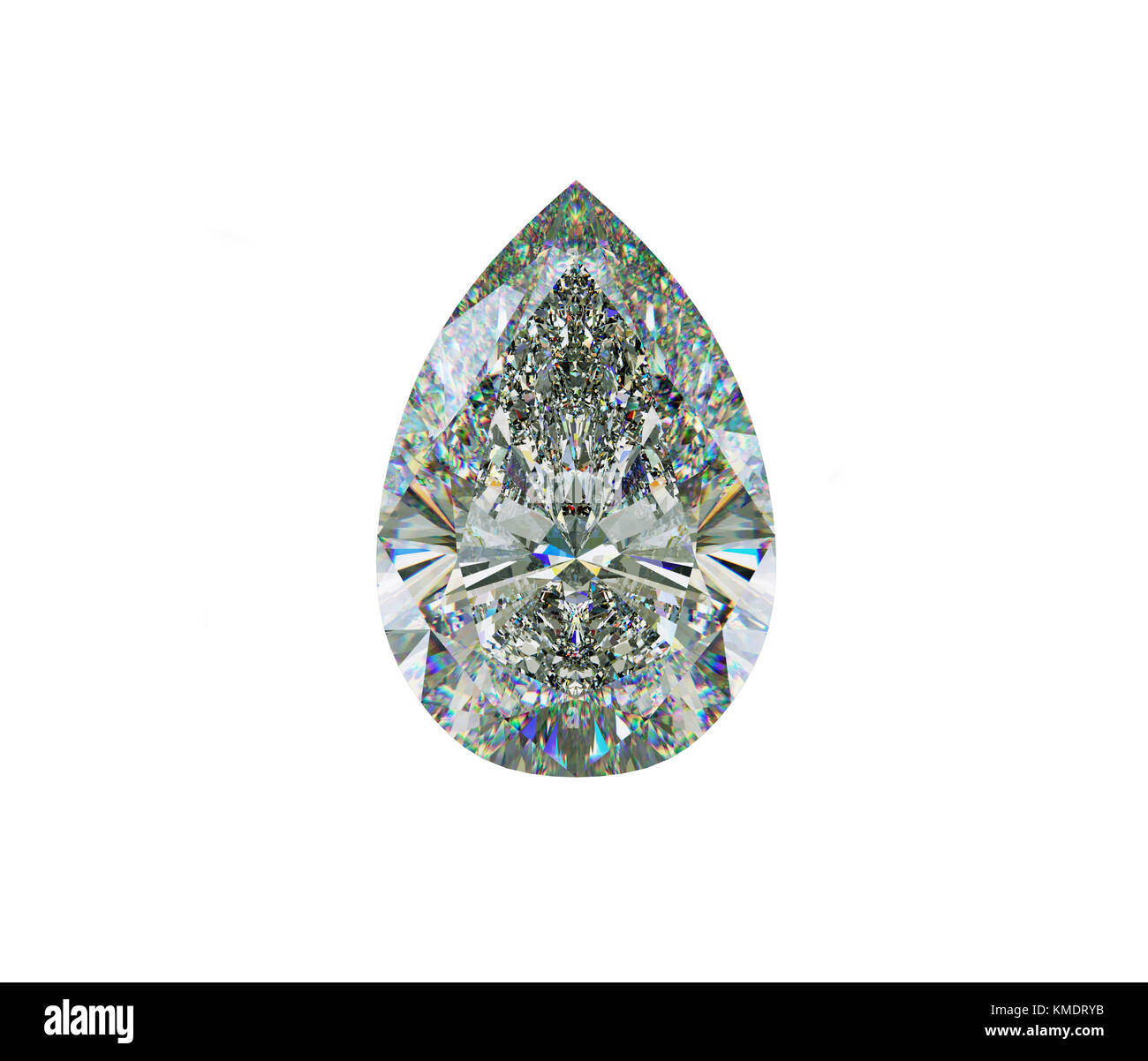 Large pear cut diamond isolated on white. 3d illustration, 3d rendering ...
